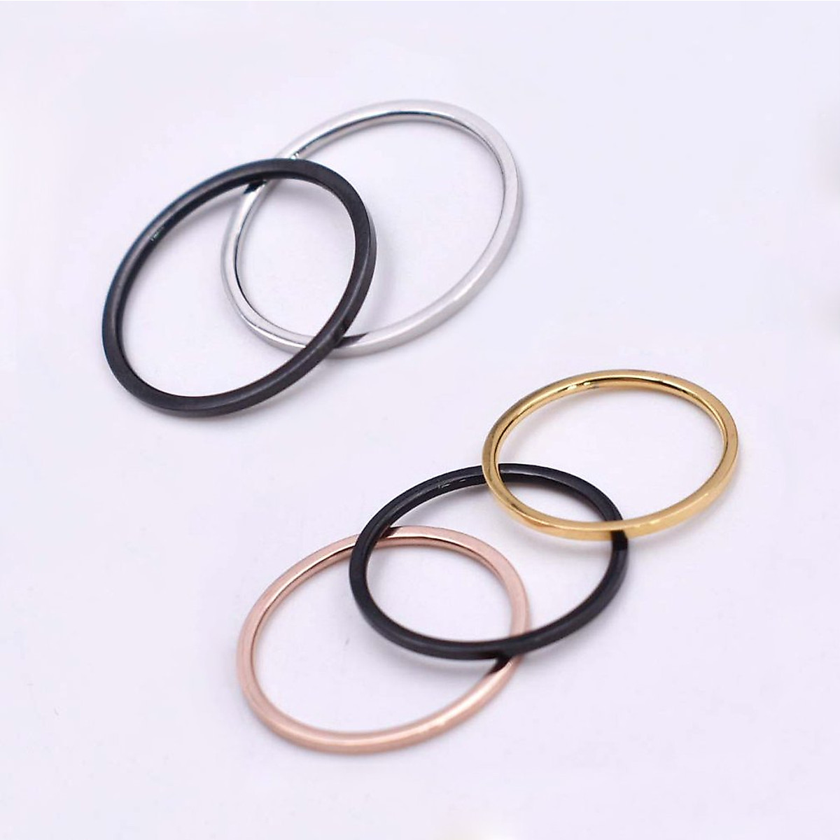 3pcs 1mm Stainless Steel Plain Band Knuckle Stacking Midi Rings for Women Comfort Fit