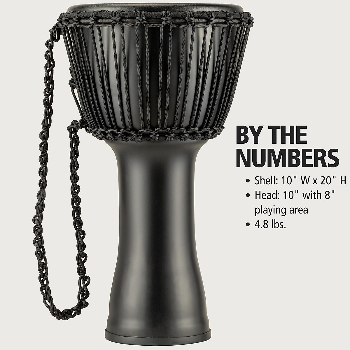 Meinl Percussion Series Travel Djembe Hand Drum Circle Instrument, Synthetic Shell and Goat Skin Head — NOT Made in China — African Mali Weave Rope Tuning, 2-Year Warranty (PADJ4-M-G)