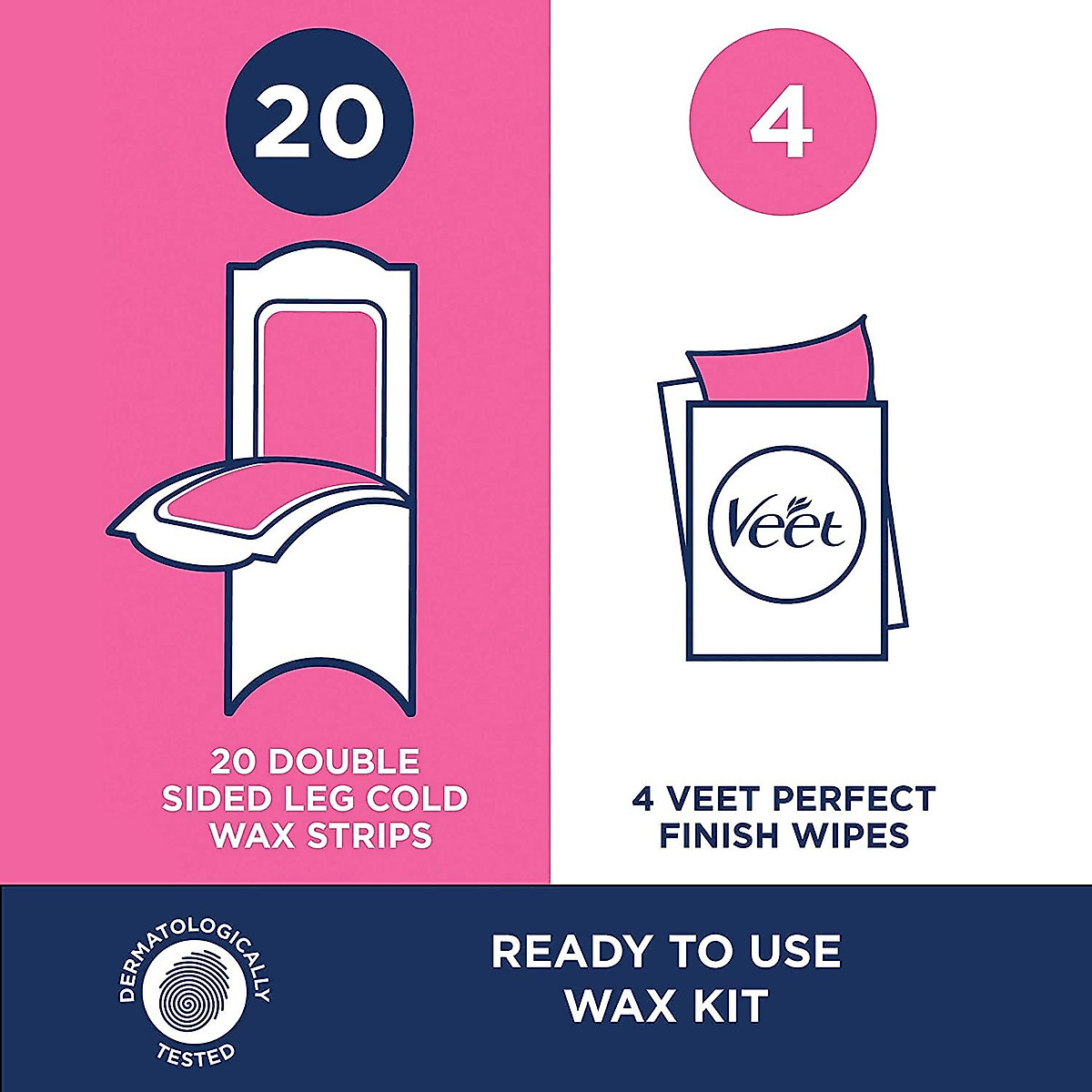 Veet Leg and Body Hair Remover Cold Wax Strips, 40 ct (Pack of 3)