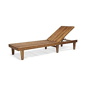 Great Deal Furniture Addisyn Outdoor Wooden Chaise Lounge (Set of 2), Teak Finish