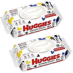 Huggies Baby Wipes Simply Clean Fragrance-Free (Pack of 2)