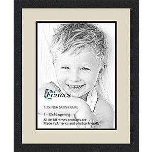 Art to Frames Double-Multimat-646-844/89-FRBW26079 Collage Photo Frame Double Mat with 1 - 12x16 Openings and Satin Black Frame