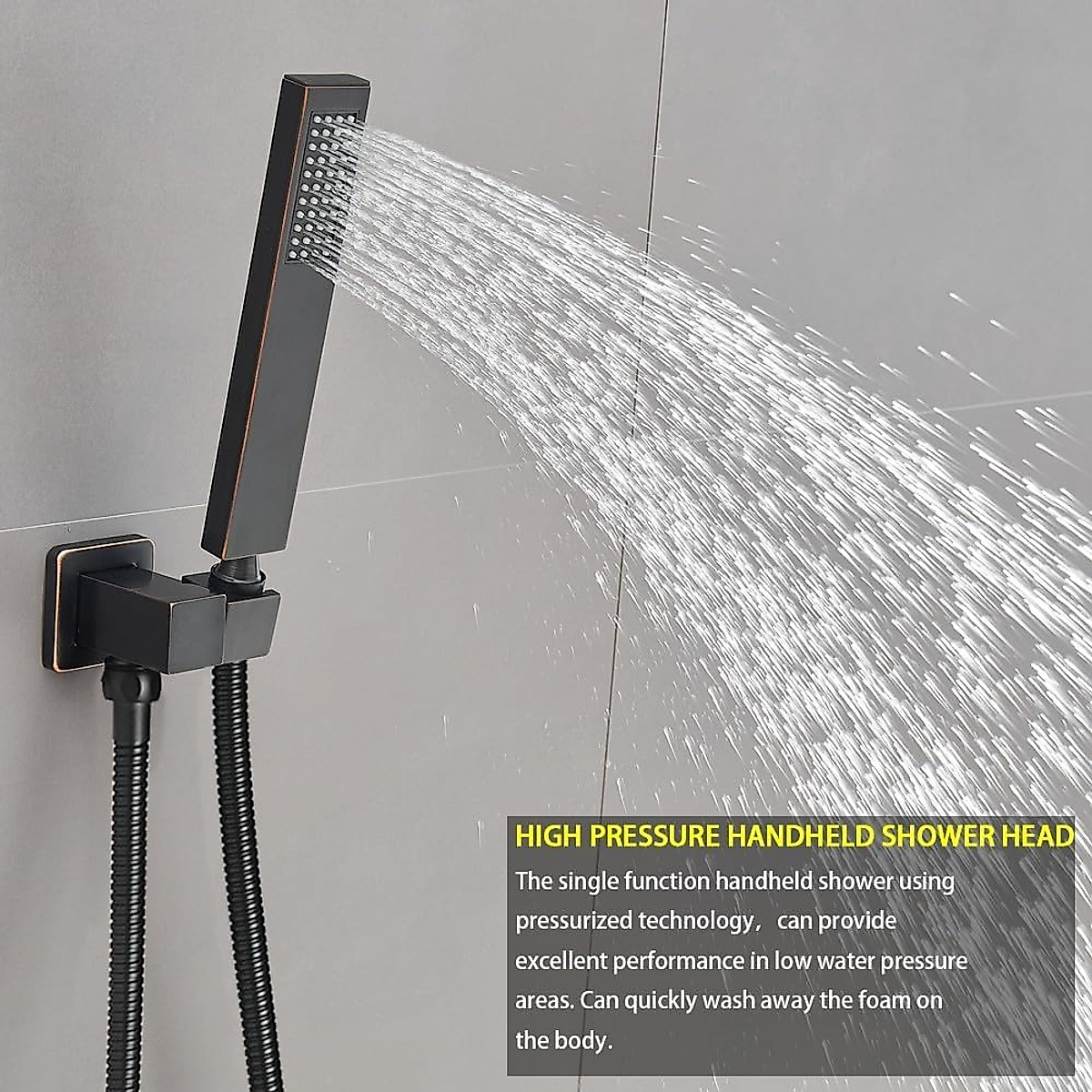 Heable Oil Rubbed Bronze Shower System with 8'' Rainfall Shower Head, Handheld Shower head, Bathroom Luxury Rain Mixer Shower Combo Set Wall Mounted Shower Faucet Rough-in Valve and Trim Kit