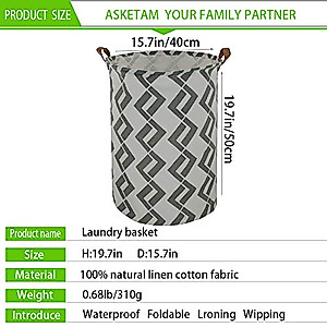 ASKETAM Fabric Laundry Basket Canvas Laundry Hamper for Dirty Clothes Toy Organizer Kid Nursery Room Decor Basket(Double seven)