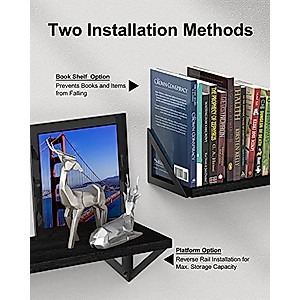 BAYKA Floating Shelves for Bedroom Decor, Rustic Wood Wall Shelves for Living Room Wall Mounted, Hanging Shelving for Bathroom, Laundry Room, Small Shelf for Plants, Books(Black,Set of 3)