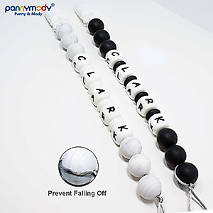 Pack of 2 Personalized Stroller Clip with Name(Black+Marble)