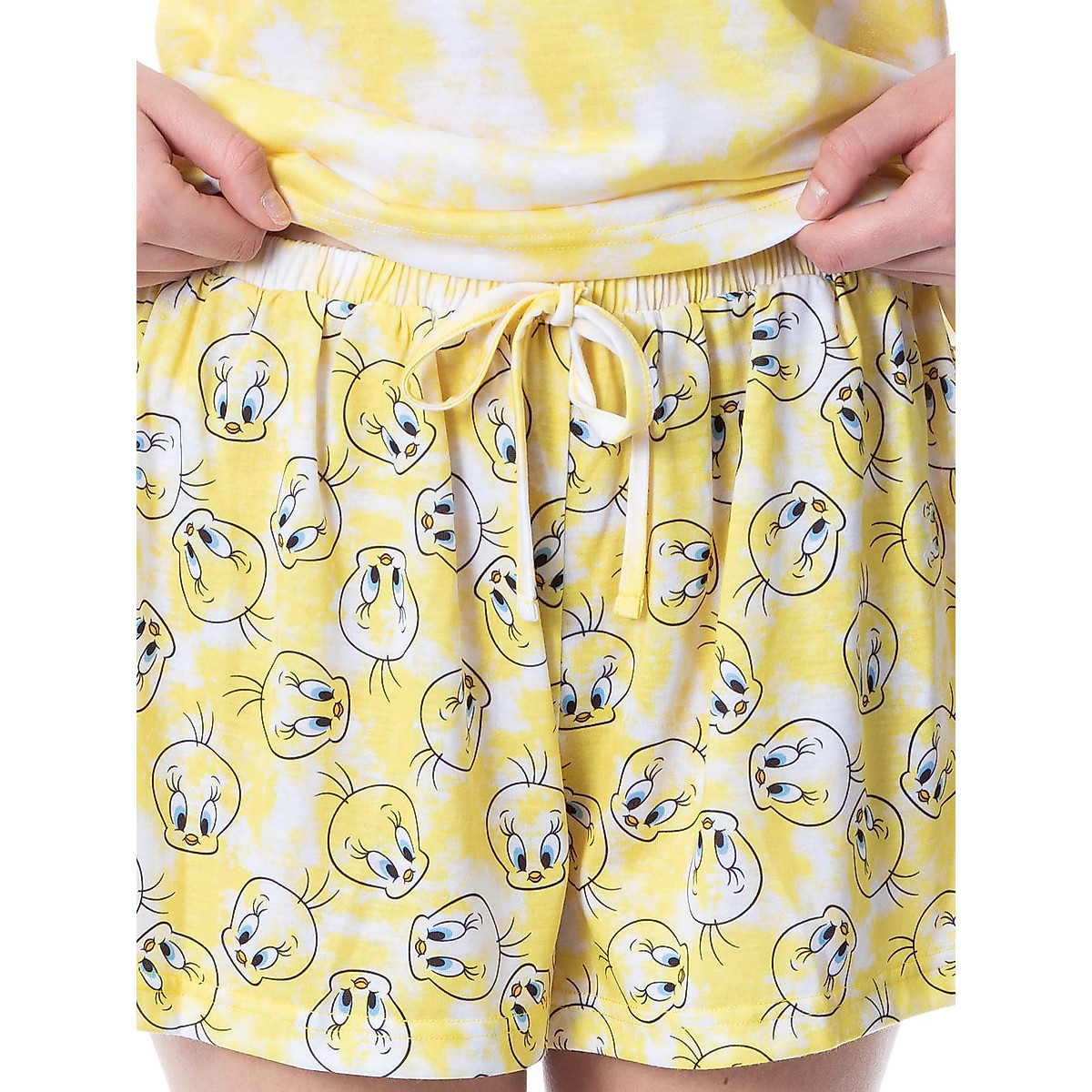 INTIMO Looney Tunes Womens' Tweety Bird Tie-Dye Sleep Pajama Set Short (Large) Yellow