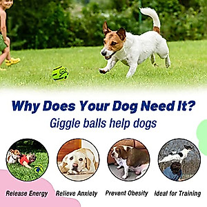 Wobble Giggle Dog Ball, Interactive Dog Toys Ball, Squeaky Dog Toys Ball Durable Wag Chewing Ball for Training Teeth Cleaning Herding Balls Indoor Outdoor Safe Dog Gifts for Puppy Small Medium Dogs