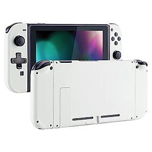 eXtremeRate Soft Touch Grip Back Plate for Nintendo Switch Console, NS Joycon Housing Shell (D-Pad Version) with Full Set Buttons, DIY Replacement Shell for Nintendo Switch - White