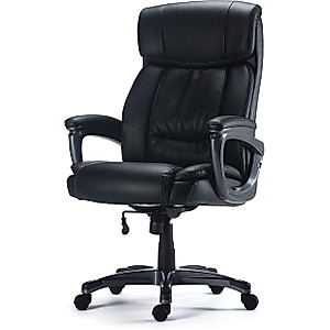 MyOfficeInnovations 24328570 Bonded Leather Big & Tall Managers Chair, Black