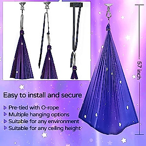 Sensory Swing for Kids Indoor & Outdoor Double Layer Therapy Cuddle Swing Hammock Chair with 360° Swivel Hanger Kit Adjustable Swing for Child and Adult with Aspergers Autism ADHD (Purple)