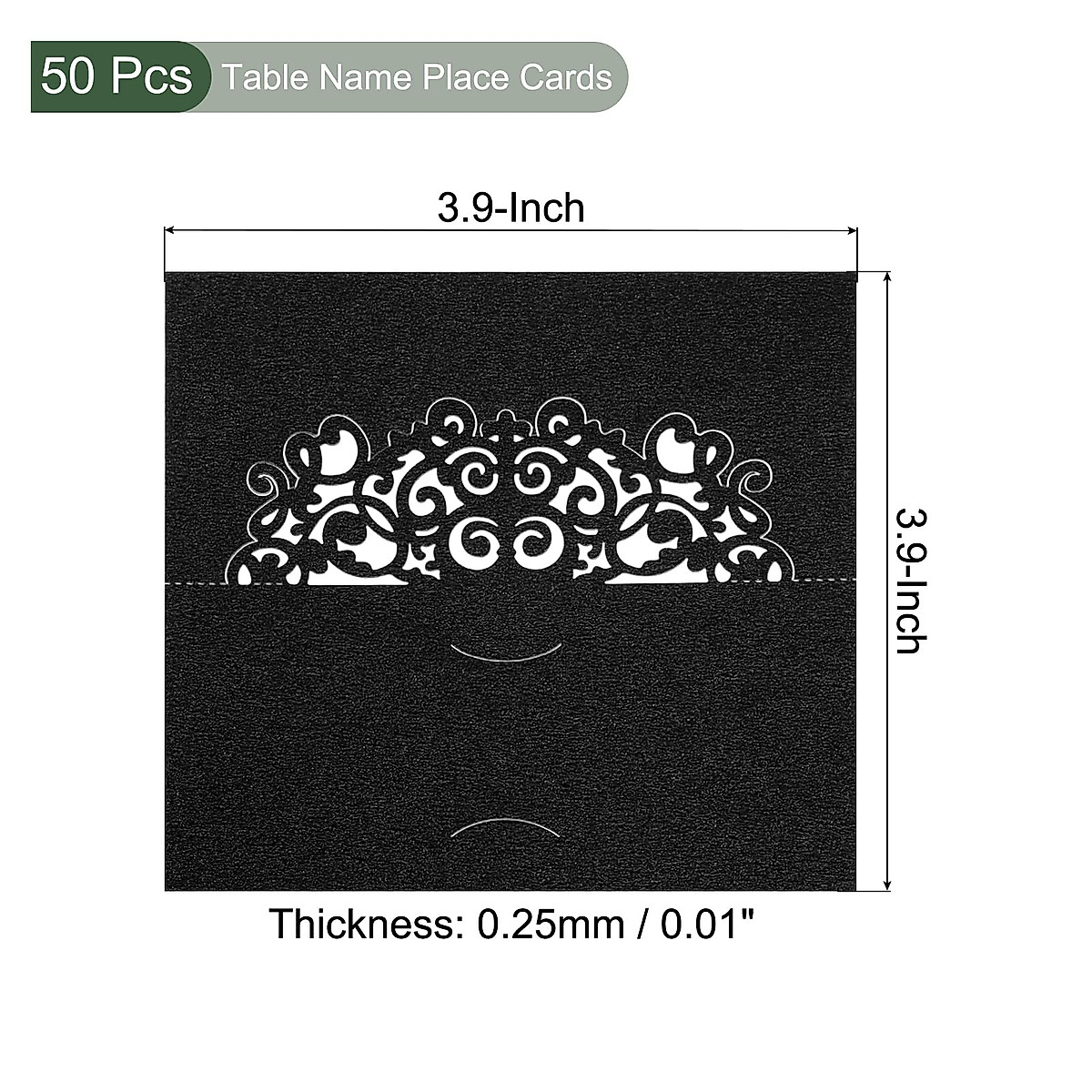 YOKIVE Place Cards for Table Setting, 50Pcs Name Cards Wedding Place Cards Table Place Cards Hollow Lace Blank Card for Wedding Reception Dinner Party, Black