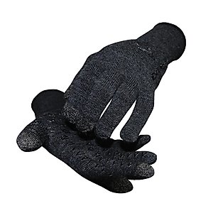 Defeet - Duraglove - Athletic Sports Gloves, Cycling, Hiking and Running Gloves - Charcoal Wool w/Black Grippies.