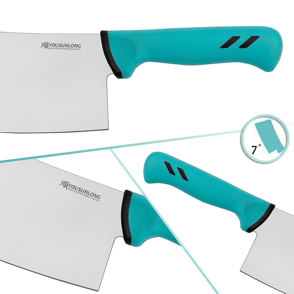 YOUSUNLONG Chopping Knife - 8 Inch Meat Cleaver and Vegetable Kitchen Knives - Premium High Carbon Molybdenum Steel Blade - Razor Sharp - Ergonomic & Non-slip Handle