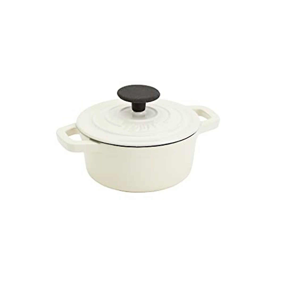 Smith & Clark 1-Quart Enameled Cast Iron Dutch Oven Pot with Lid, Ivory White
