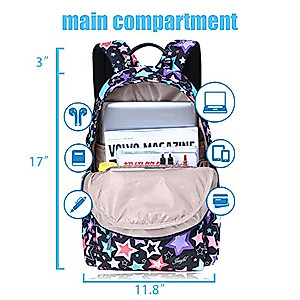 School Backpack for girls, Kids School Backpack Star Music School Bag Student Stylish Bookbag Unisex Canvas Laptop Backpack