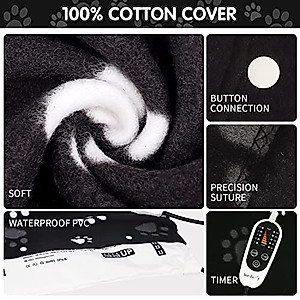 Rest-Eazzzy Pet Heating Pad Indoor, Dog Heating Pad Mat with Removable Cover, 5 Level Timer 5 Level Temperature, Electric Pet Warming Mat for Cat Dog Automatic Power-Off (Heat pad, paw-Black)