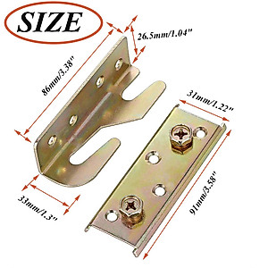 Socell 4 Sets Bed Rail Brackets Heavy Duty No-Mortise Bed Rail Fittings Wooden Bed Frame Connectors with Screws for Headboards Footboards Hold