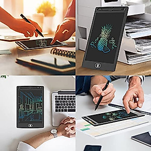 [2 Pack] 8.5 Inch Reusable Colorful LCD Writing Tablet Ewriter,TIQUS Notepad Board with Stylus - Black