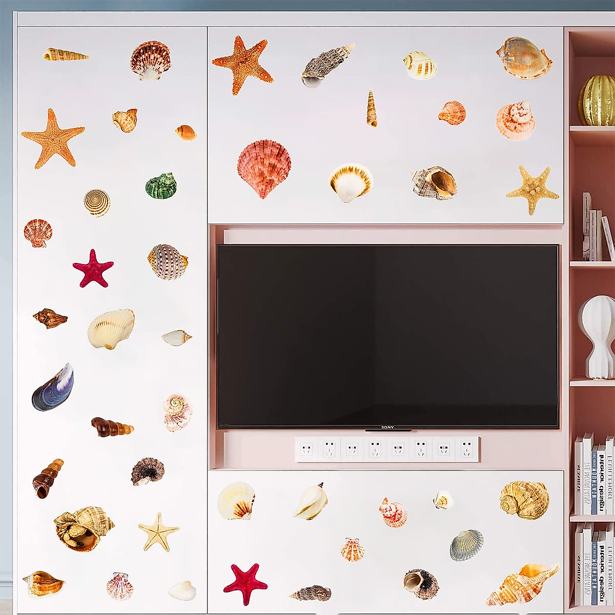 WOYINIS Lifelike 3D Seashells Wall Decals, DIY Removable Conch Scallop Starfish Wall Stickers, Peel & Stick Beach Wall Decals for Living Room Bedroom Kids Room Playroom Nursery Bathroom Decor