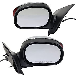 Kool Vue Mirror Set Compatible with 2001-2003 Ford F-150, Driver and Passenger Side, Crew Cab Pickup (SuperCrew Cab), Chrome, Power