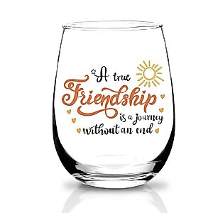 Bestt Friend Gifts for Women,Friend Birthday Gifts for Women,Christmas Gifts for Friend,Friend Gifts for Women Unique,A True Friendship is a Journey Without an end Wine Glass