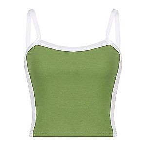 KMBANGI Halter Neck Crop Cami Top Knitted Printed Tank Tops Tee Y2k Sleeveless Strappy Summer Shirts Streetwear (Vest Mini Green,S)