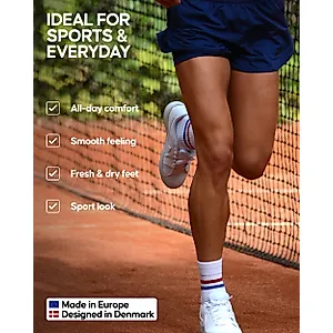 DANISH ENDURANCE Performance Crew Socks (White 3 Pairs, US Women 11-13 // US Men 9.5-12.5)