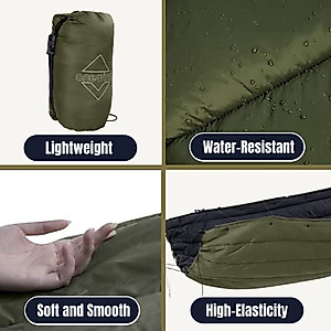 Onewind Premium Hammock Underquilt, Full Length Underquilt with Insulation for Hammock Camping, Hiking, Backpacking and Travel. Lightweight and Portable, 50F, OD Green