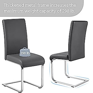 Yaheetech Dining Chairs Living Room Chairs Modern Chairs with High Back, Leather Surface and Metal Legs for Home Kitchen Wedding Louge, Set of 2, Gray