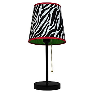 Limelights LT3000-ZBA Fun Prints Table Lamp,Metal, Black/Zebra