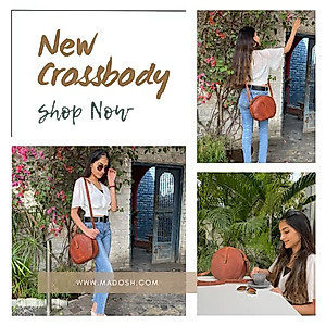 Madosh, Genuine Leather Women's Crossbody Semi-Circular Hobo Style Shoulder Bag