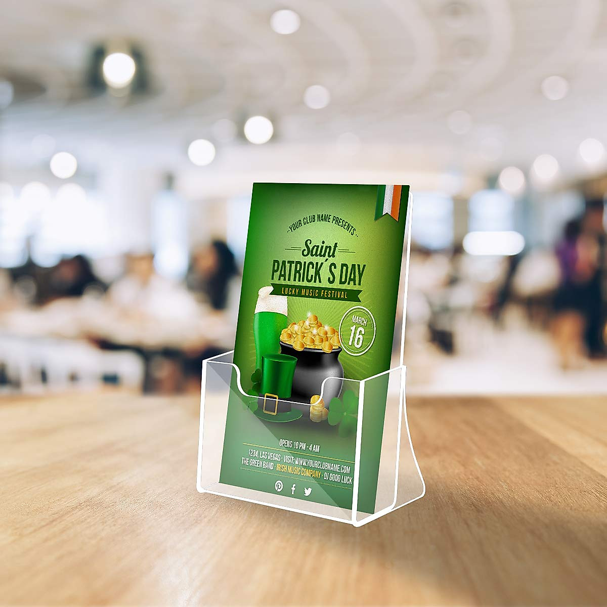 NIUBEE 2 Pack 8.5'' x 5.5'' Acrylic Bi-fold Brochure Holder,Clear Plastic Counter top Organizer