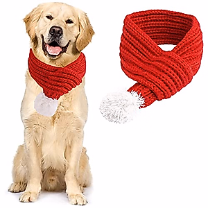 Customize Dog Collar Dog Solid Knitted Scarf Christmas Pet Headdress Cat Clothes Accessories Pet Knitted Scarves Scarf Warm Soft Knitting Dog Collar with Metal Buckle