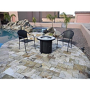 Hiland AFP-TTR Tile top 40,000 BTU Propane Fire Pit, Round, Bronze,Beige, Black