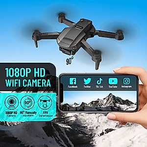 GOFOIT Mini Drone with Camera, 1080P HD Foldable FPV RC Quadcopter with Upgrade Gesture Control, 90° Adjustable Lens, Headless Mode, 2 Batteries, Carrying Case, Altitude Hold, 3D Flip for Adults Kids