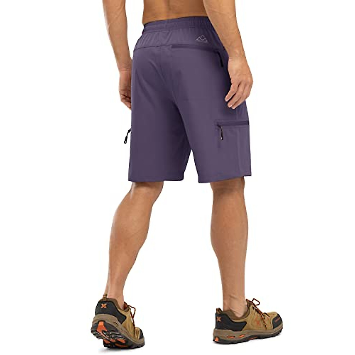TBMPOY Men's Hiking Shorts with 5 Zip Pockets 9'' Lightweight Outdoor Work Athletic Short for Men Travel Running Purple Grey XXL