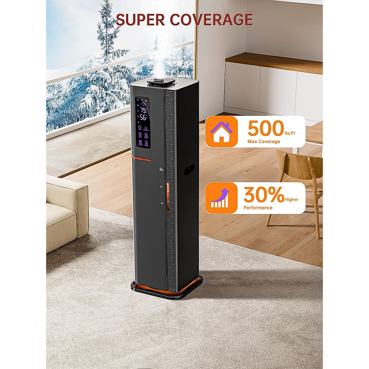 2.64Gal Humidifiers for Bedroom Large Room, Warm and Cool Mist up to 500ft², Top Fill Diffuser Ambient Light, 3 Mist Modes, 24H Timer,35dB Quiet Humidifier for Home Office Plant