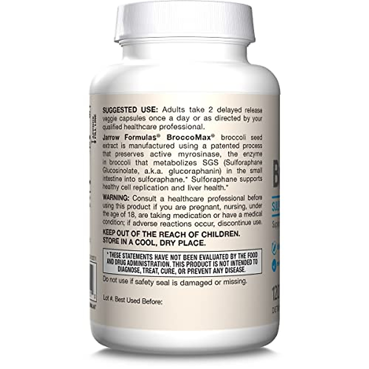 Jarrow Formulas BroccoMax Sulforaphane Generator 35 mg With Sulforaphane Glucosinolate and Myrosinase, Dietary Supplement for Liver Health Support, 120 Delayed Release Veggie Capsules, 60 Day Supply