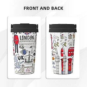 WANGXUEE I Love London Print 500ml Stainless Steel Travel Tumbler Double Wall Vacuum Insulated Coffee Mug