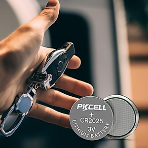 PKCELL 5Pcs CR2025 Battery CR 2025 3V Lithium Coin Battery for Car Key Fob, Remote Control