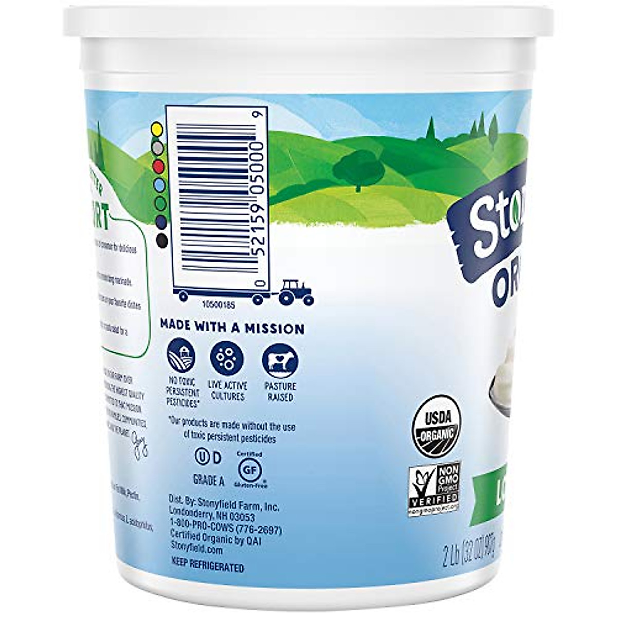Stonyfield Organic Lowfat Yogurt, Plain, 32 oz. – 7g of Protein, Multiserving Yogurt Snack & Cooking Substitute