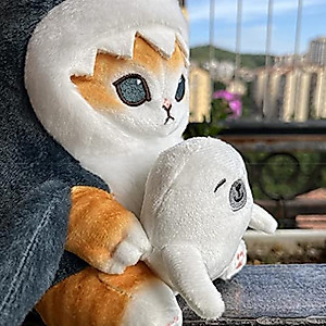 LKMYHY Cute Shark Cat Plush Toy Seal Cat Stuffed Animal Plushies Doll, 7'' Soft Stuffed Shark Kitten Pillow Christmas Birthday Gifts for Kids Boys Girls