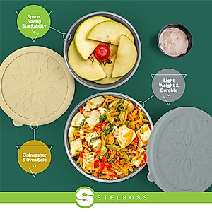 Stelboss Stainless Steel Containers with Lids Set of 5 - Reusable Airtight Stainless Steel Lunch Container - Leak Proof with 5 Sizes 32oz, 21oz, 13oz, 6oz & 3oz - Perfect for Meal Prep and Storage