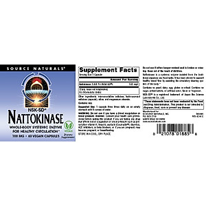 Source Naturals NSK-SD Nattokinase, Systemic Enzyme for Healthy Circulation* 100mg - 60 Vegan Capsules