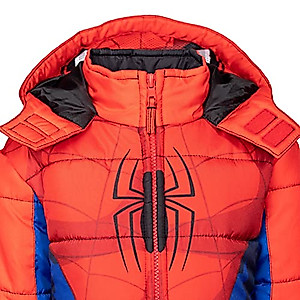 Marvel Avengers Spider-Man Little Boys Winter Coat Puffer Jacket Spider-Man, Red, 6