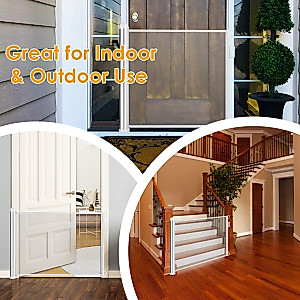 Costzon Baby Mesh Retractable Gates, Extra Wide Flexible Extension Safety Gate/Pet Dog Gate for Stairs/Doors/Hallways, Waterproof Rustproof Aluminum Pets Gate (White)