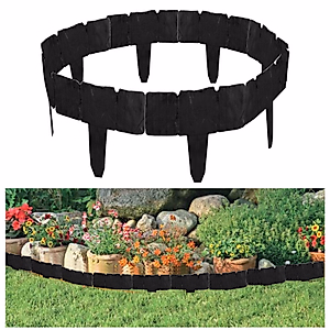 CYEAH Garden Edging Set of 20, 16 Ft Landscape Edging, Flower Bed Edging, DIY Plastic Fencing, Mitation Stone Effect Garden Borders for Lawn, Walkway