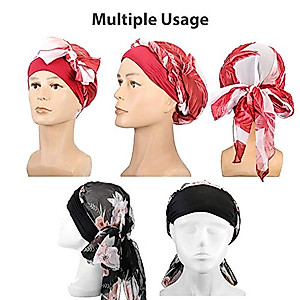 4 Pieces Headwear Turban Sleep Beanie Head Scarf Long Hair Head Turbans for Women (Floral Style)