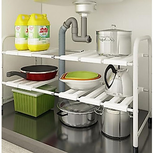 Under Sink Organizers and Storage Shelf,Expandable Cabinet Shelf Organizer Rack for Bedroom Bathroom Storage,Space-Saving Pot Lid Organizer